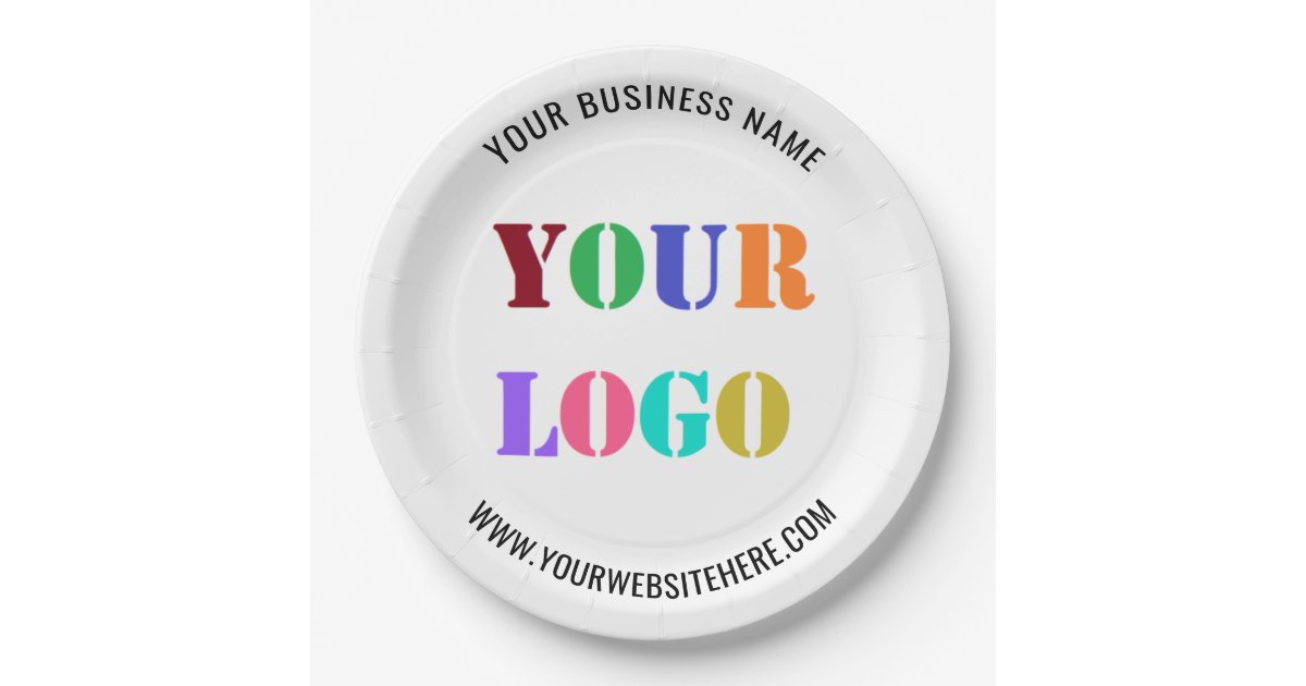 Custom Logo Name Website Paper Plates Promotional | Zazzle