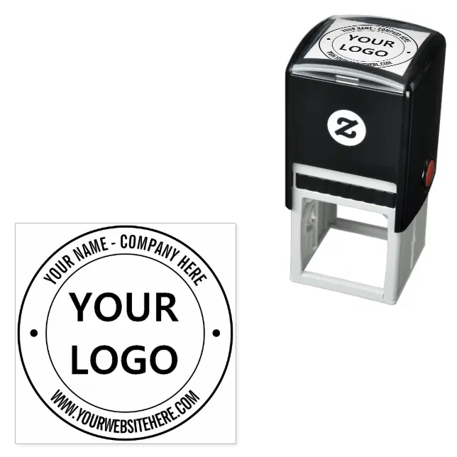 Custom Logo Name Website Round Self-inking Stamp | Zazzle