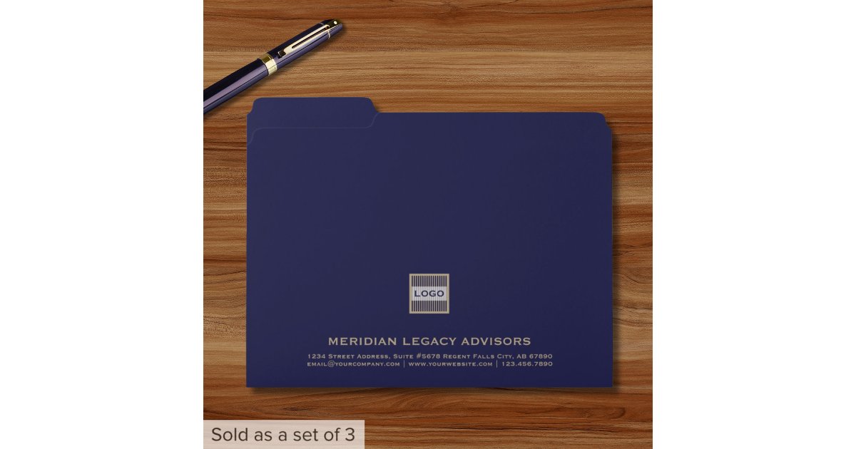 Custom Logo Navy Blue File Folder Set | Zazzle