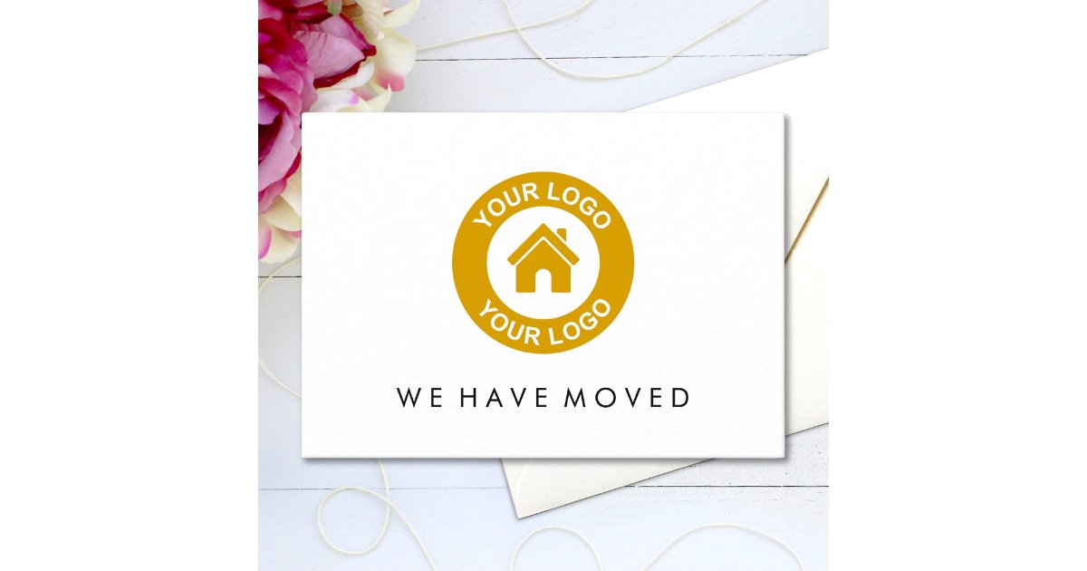 Custom Logo New Address Moving Announcement Card | Zazzle