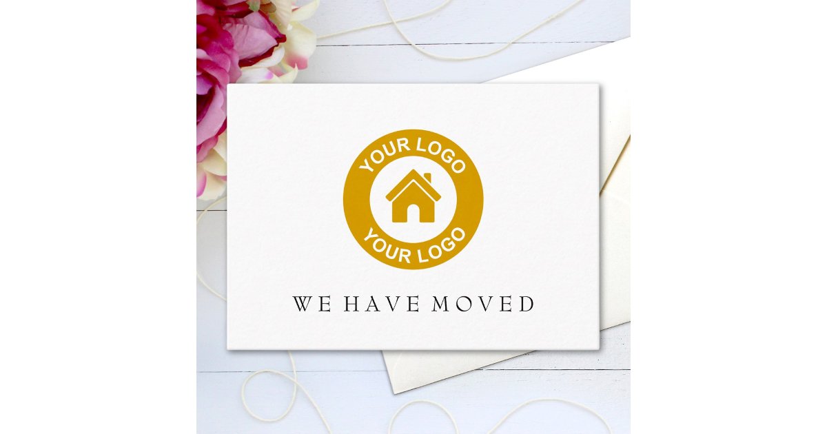Custom Logo New Address Moving Announcement Card | Zazzle