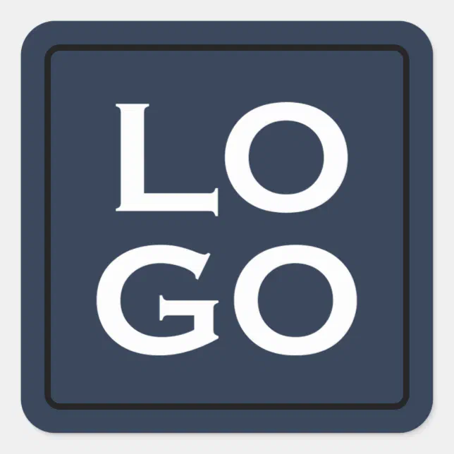 Custom Logo on Navy Blue with Frame Square Sticker | Zazzle