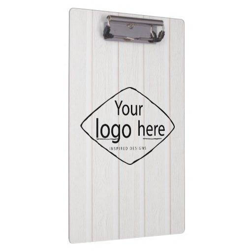 custom logo on white wood boards clipboard | Zazzle