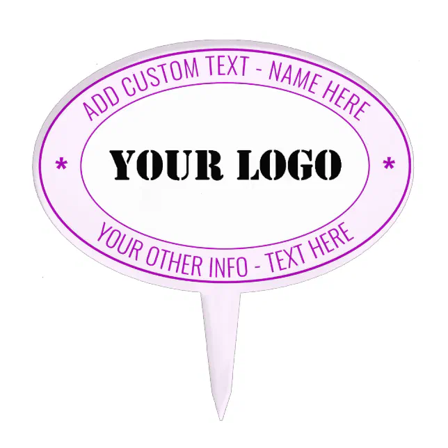Custom Logo or Photo and Text Cake Topper Template | Zazzle