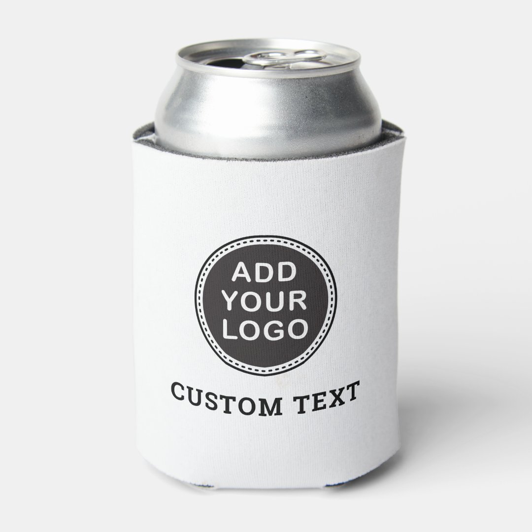 Custom logo or photo and text promotional can cooler | Zazzle