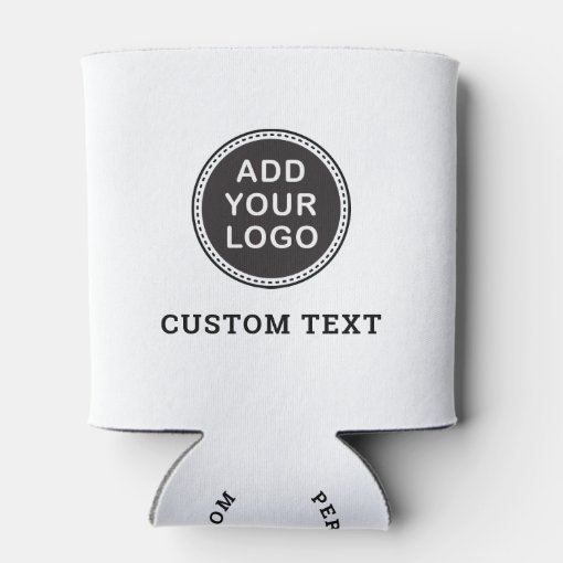 Custom logo or photo and text promotional can cooler | Zazzle
