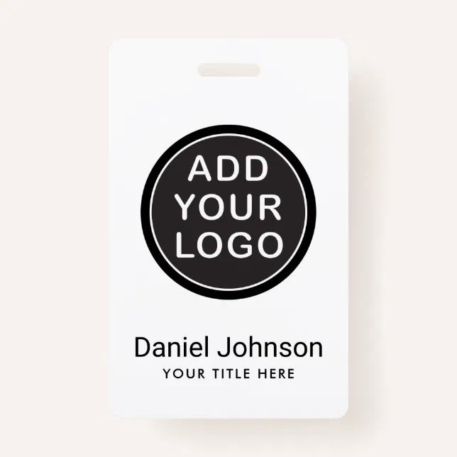 Custom logo or photo employee name title id badge | Zazzle