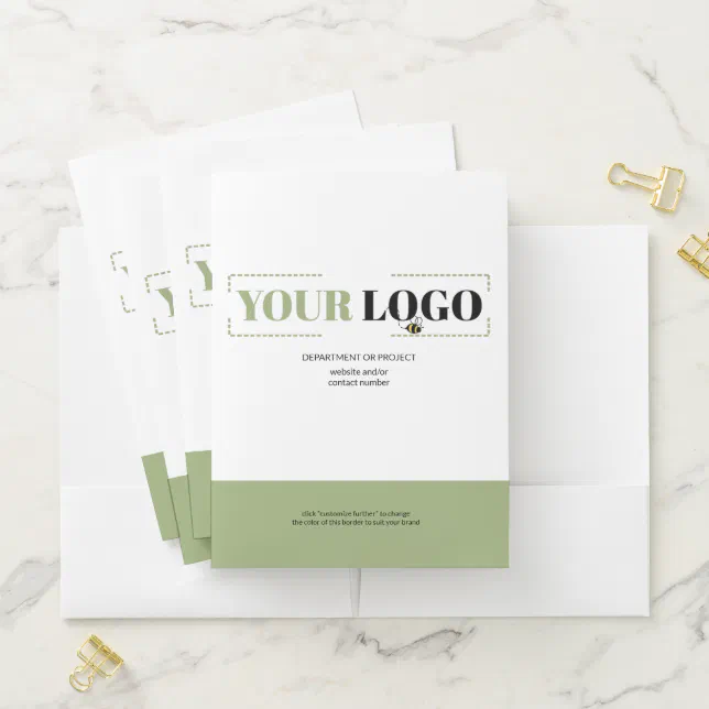 Custom Logo Own Brand Colored Border and Text Pocket Folder | Zazzle