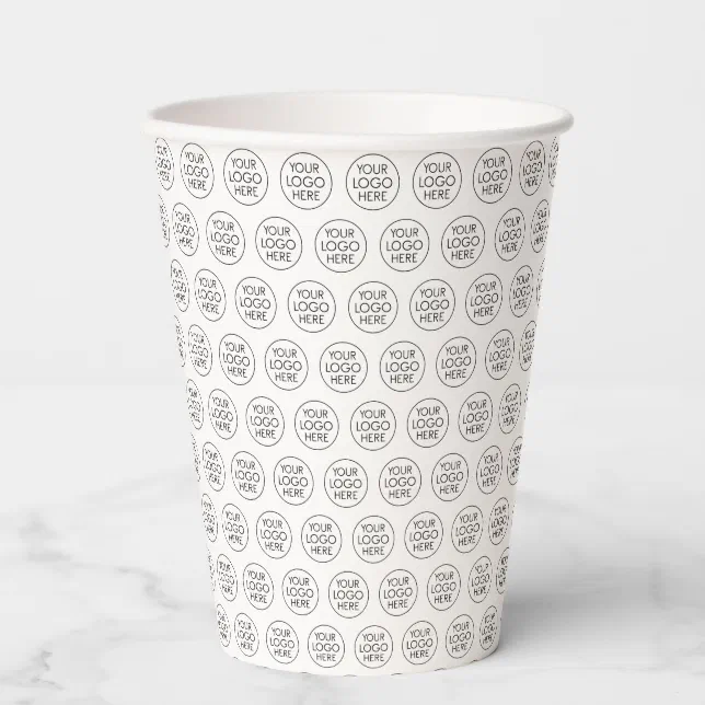 Custom Logo Pattern Personalized Business Branding Paper Cups | Zazzle
