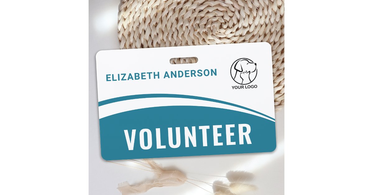 Custom Logo Personalized Name Volunteer ID Badge | Zazzle