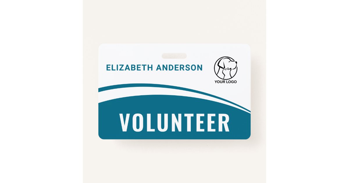 Custom Logo Personalized Name Volunteer ID Badge | Zazzle