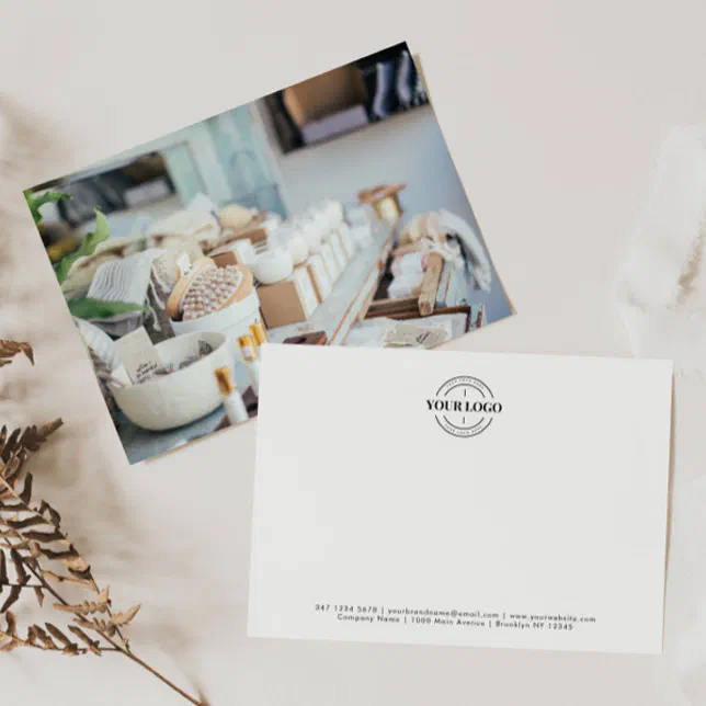 Custom Logo Photo Business Company Corporate Note Card | Zazzle