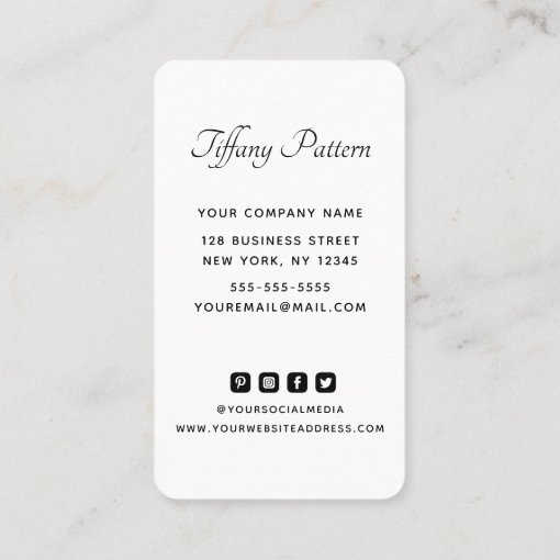 Custom Logo Photo Modern Script Social Media Icons Business Card | Zazzle