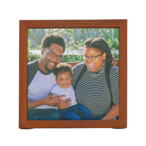 Custom Logo Photo Name Title Simple Black Minimal Desk Organizer | Zazzle