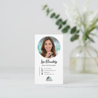 Custom Logo Photo Real Estate Agent Realtor Business Card | Zazzle