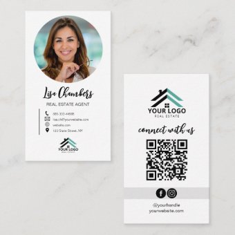 Custom Logo Photo Real Estate Agent Realtor Business Card | Zazzle