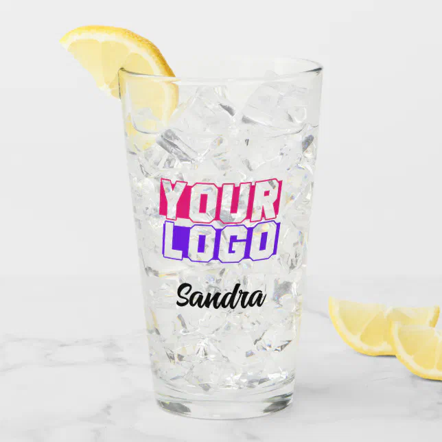 Custom Logo Pint Glass with Your Logo And Name | Zazzle