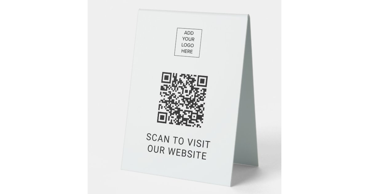 Custom Logo Professional Visit Website QR Code Table Tent | Zazzle