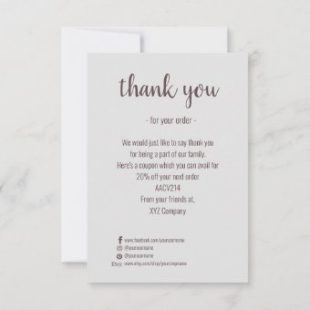 Custom Logo Promo Code Business Thank You Card | Zazzle