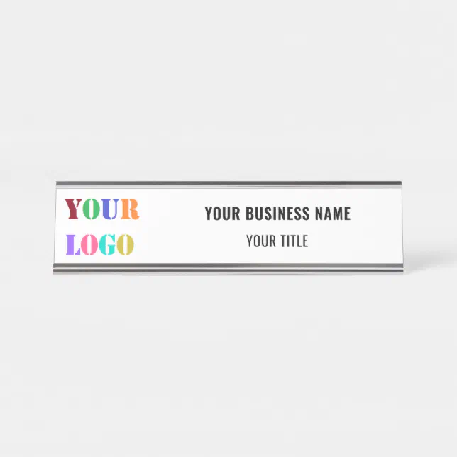 Custom Logo Promotional Business Desk Name Plate | Zazzle
