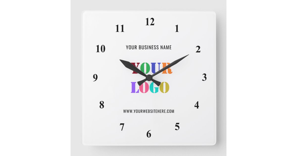 Custom Logo Promotional Business Personalized Square Wall Clock | Zazzle