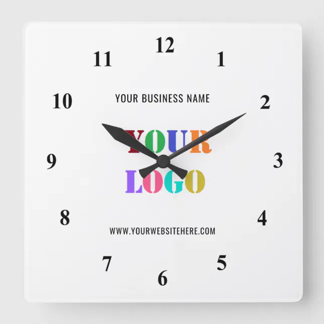 Custom Logo Promotional Business Personalized Square Wall Clock | Zazzle