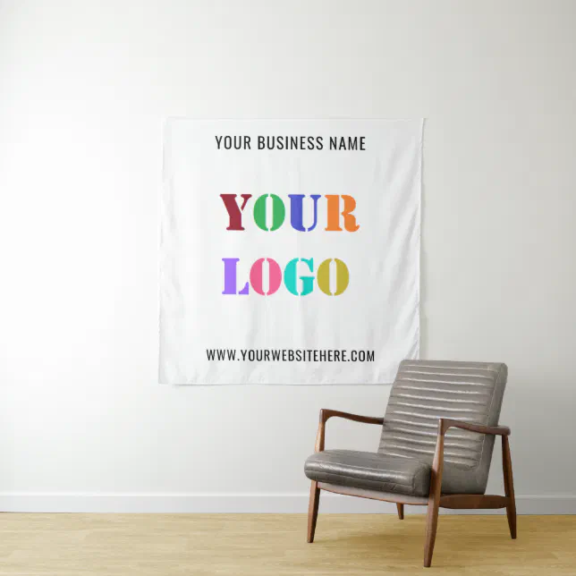 Custom Logo Promotional Business Tapestry Template | Zazzle