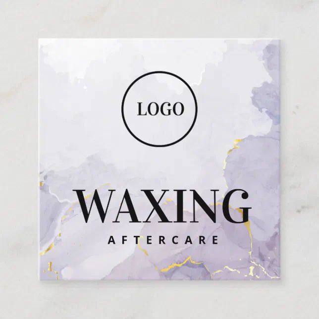Custom Logo Purple Waxing Aftercare Square Business Card | Zazzle