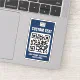 Custom logo, QR code and text dark blue and white Sticker | Zazzle