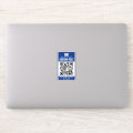 Custom logo, QR code and text dark blue Sticker | Zazzle
