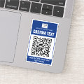 Custom logo, QR code and text dark blue Sticker | Zazzle