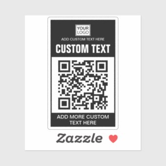 Custom logo, QR code and text Sticker | Zazzle