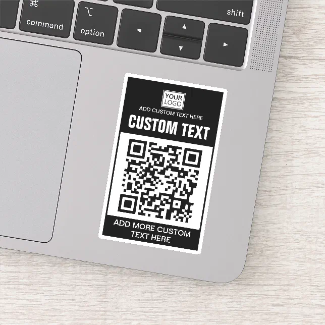 Custom logo, QR code and text Sticker | Zazzle