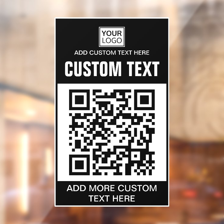 Custom logo, QR code and text Window Cling | Zazzle