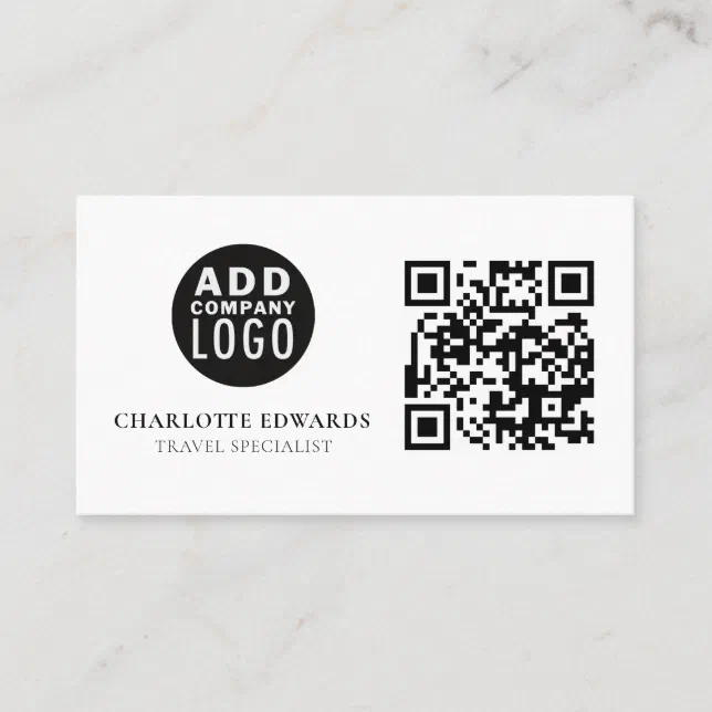 Custom Logo QR Code Minimalist Business Card | Zazzle
