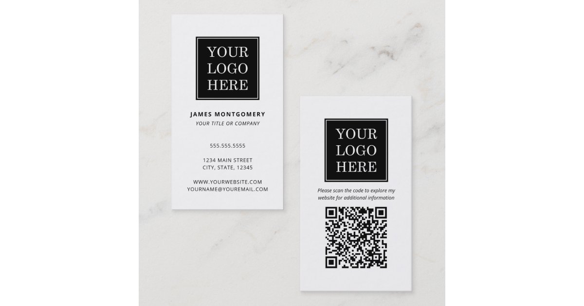 Custom Logo QR Code Professional Business Card | Zazzle