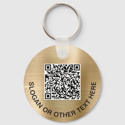 Custom Logo QR Code Promotional Gold Keychain | Zazzle