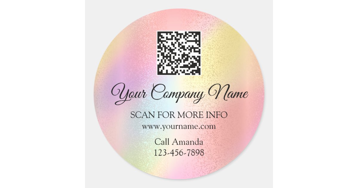 Custom Logo QR Code Promotional Rose Pastels Classic Round Sticker | Zazzle
