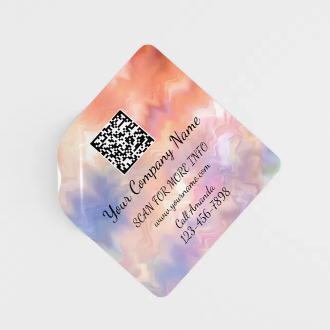 Custom Logo QR Code Promotional Shop Rose Abstract Square Sticker | Zazzle