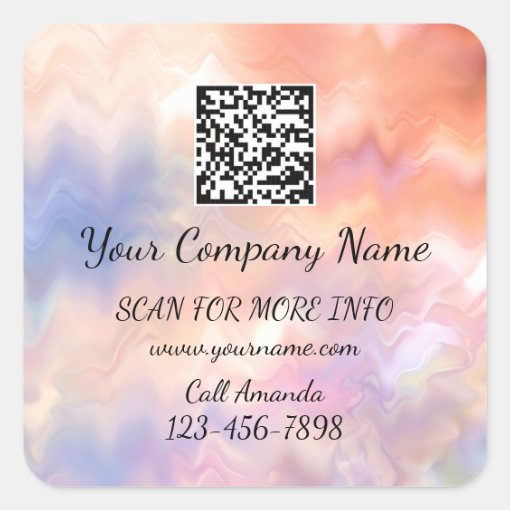 Custom Logo QR Code Promotional Shop Rose Abstract Square Sticker | Zazzle