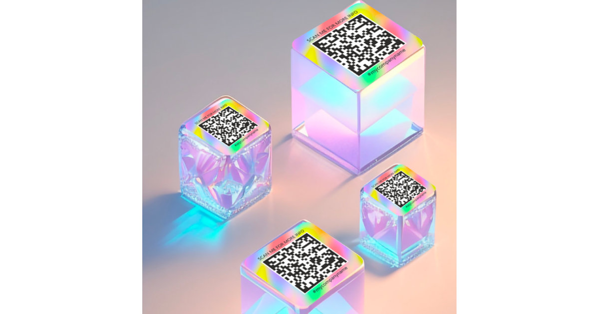 Custom Logo QR Code Scan Me Name Rainbow Square Sticker | Zazzle