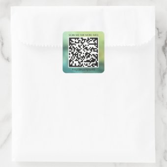 Custom Logo QR Code Scan Me Online Shop Green Square Sticker | Zazzle