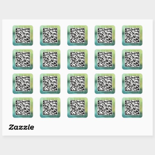 Custom Logo QR Code Scan Me Online Shop Green Square Sticker | Zazzle