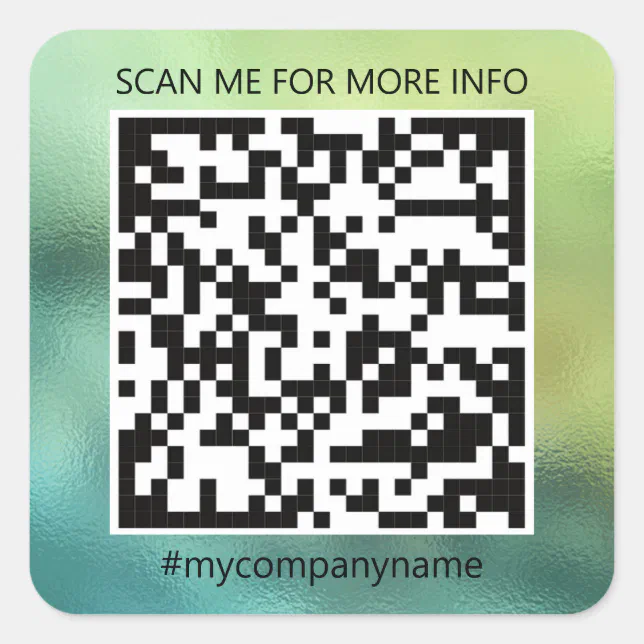 Custom Logo QR Code Scan Me Online Shop Green Square Sticker | Zazzle