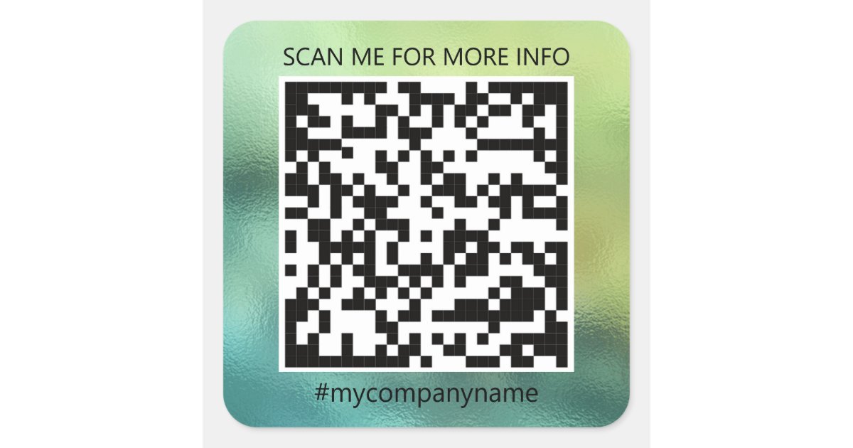 Custom Logo QR Code Scan Me Online Shop Green Square Sticker | Zazzle