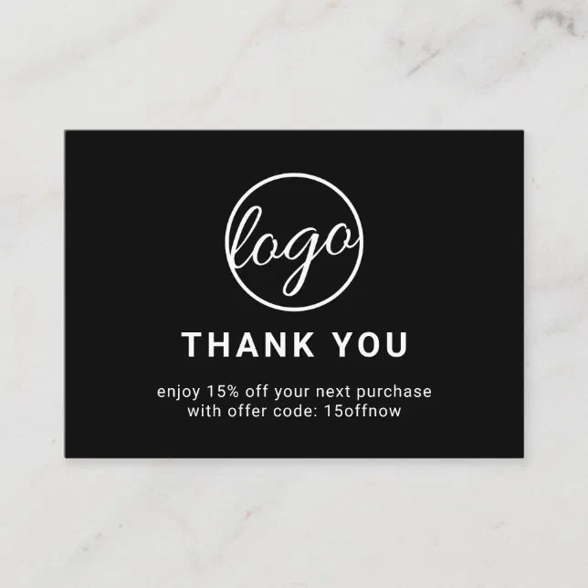 Custom Logo QR Code Simple Black Modern Discount Card | Zazzle