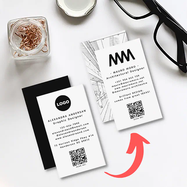 Custom Logo QR Code Simple Modern Minimalist Business Card | Zazzle
