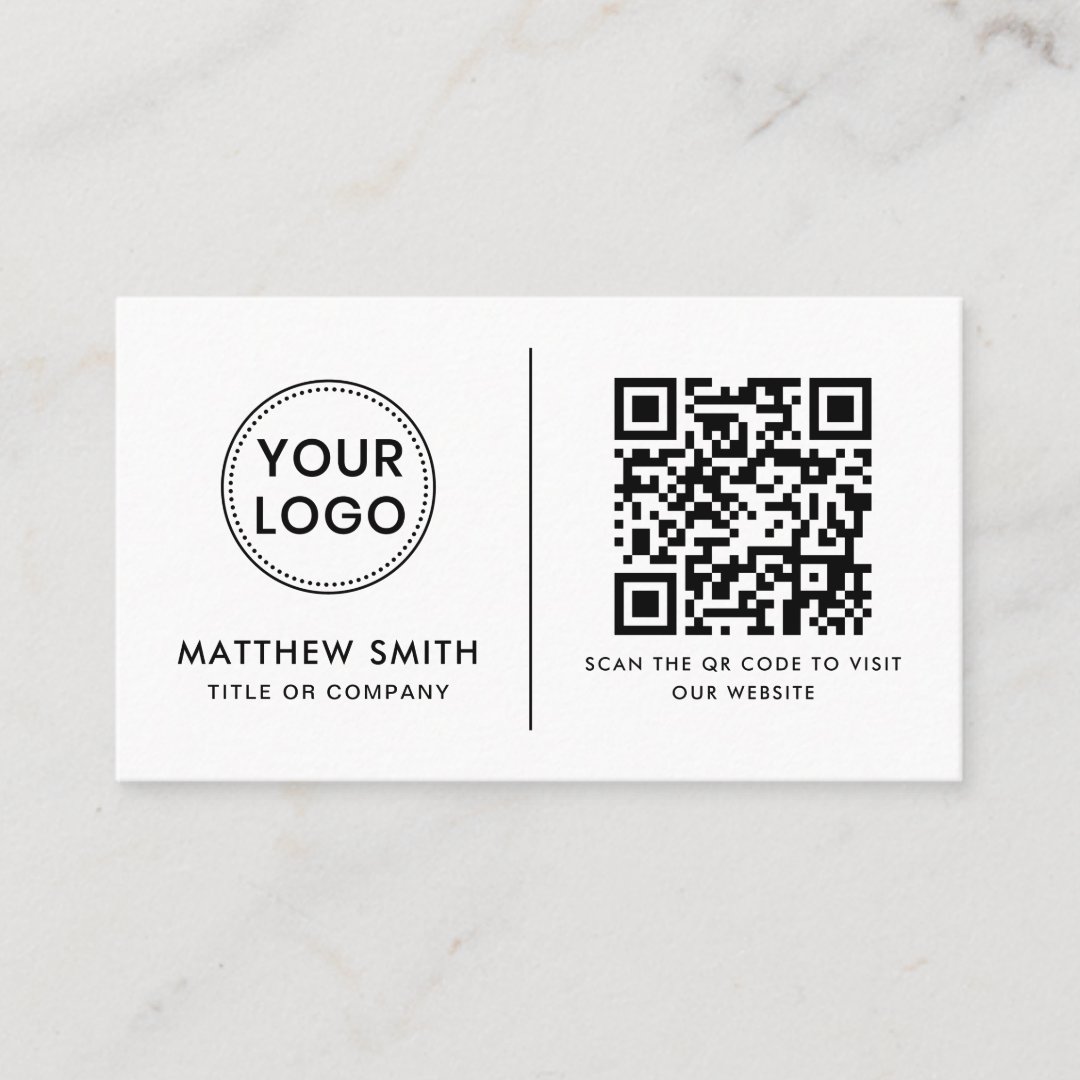 Custom logo QR code social media modern minimal Business Card | Zazzle