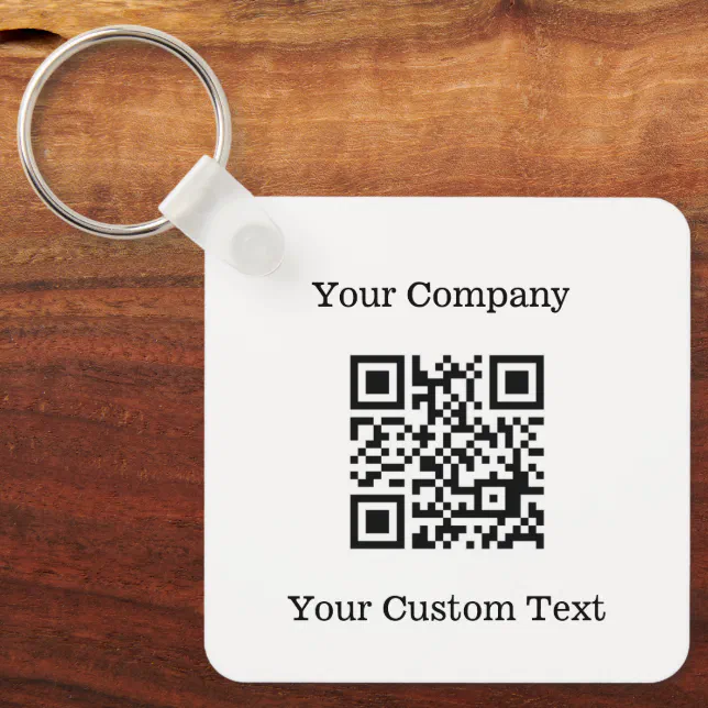 Custom Logo QR Code Text Black Company Keychain | Zazzle