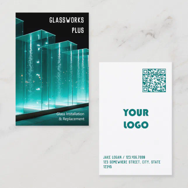 Custom Logo & QR Glass Company Business Card | Zazzle